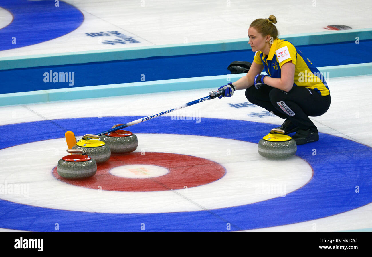 A member of Anna Hasselborg's Sweden team competes at the CPT World ...