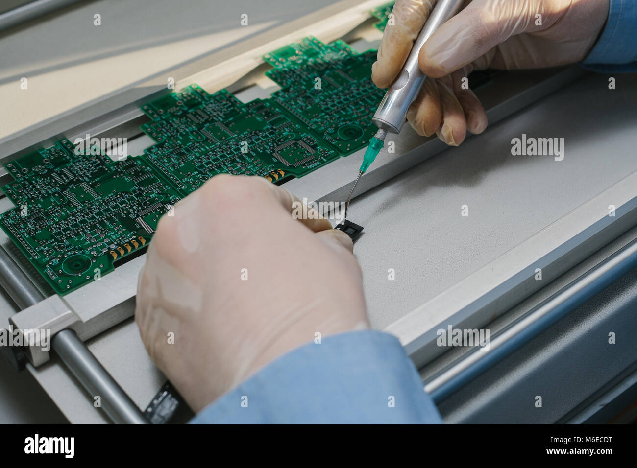 The assembly of computer units. Technological process Stock Photo - Alamy