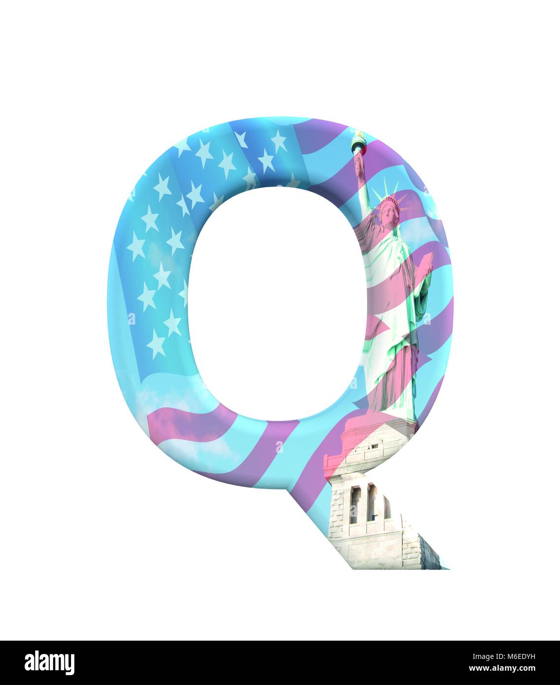 3D rendering Font New York City capital Q Stock Photo - Alamy