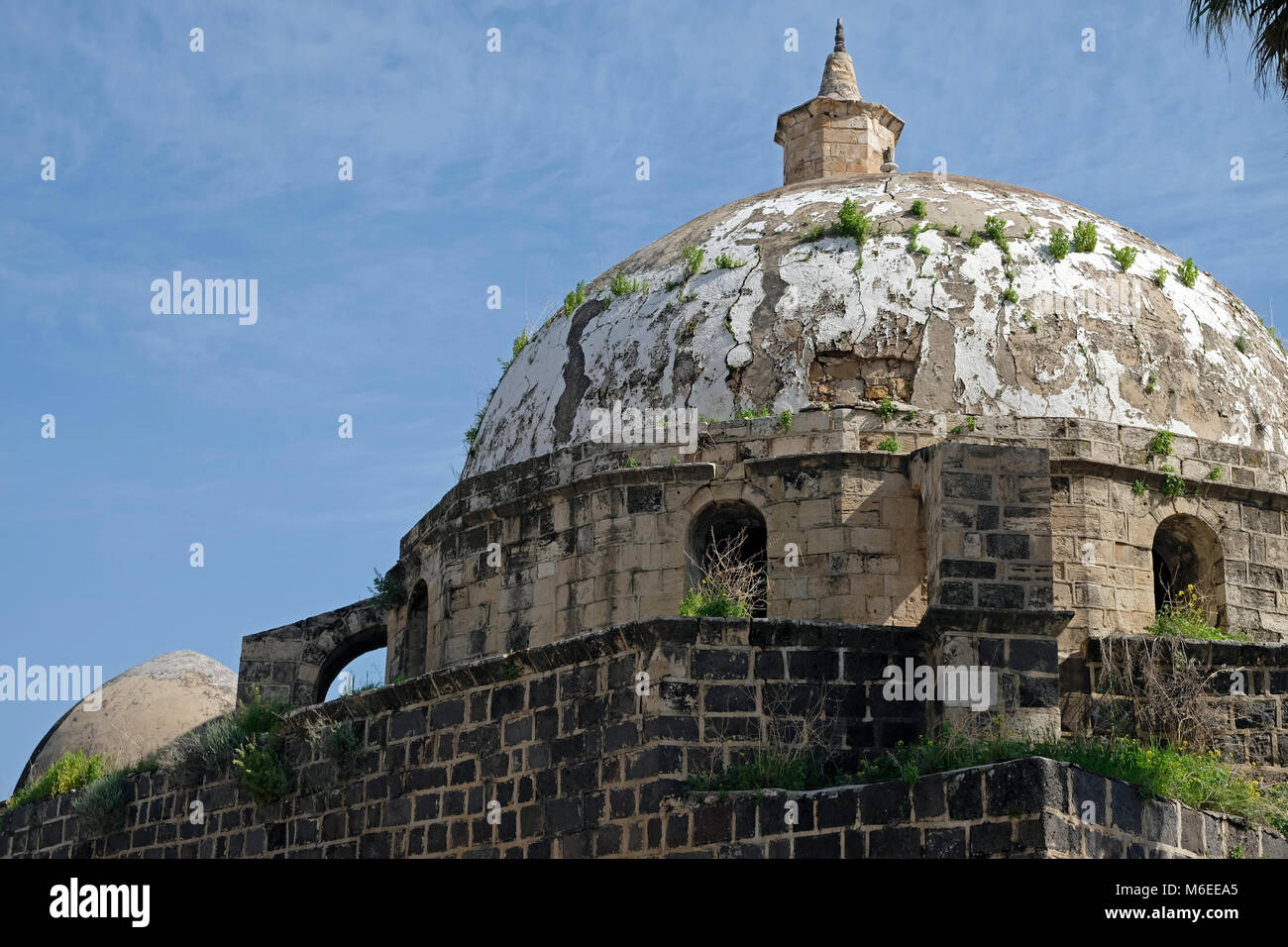 View of Al Omari mosque built by Daher al-Omar in the 1743 with black ...