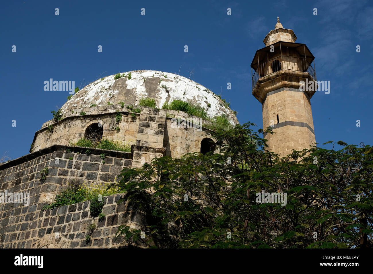 View of Al Omari mosque built by Daher al-Omar in the 1743 with black ...