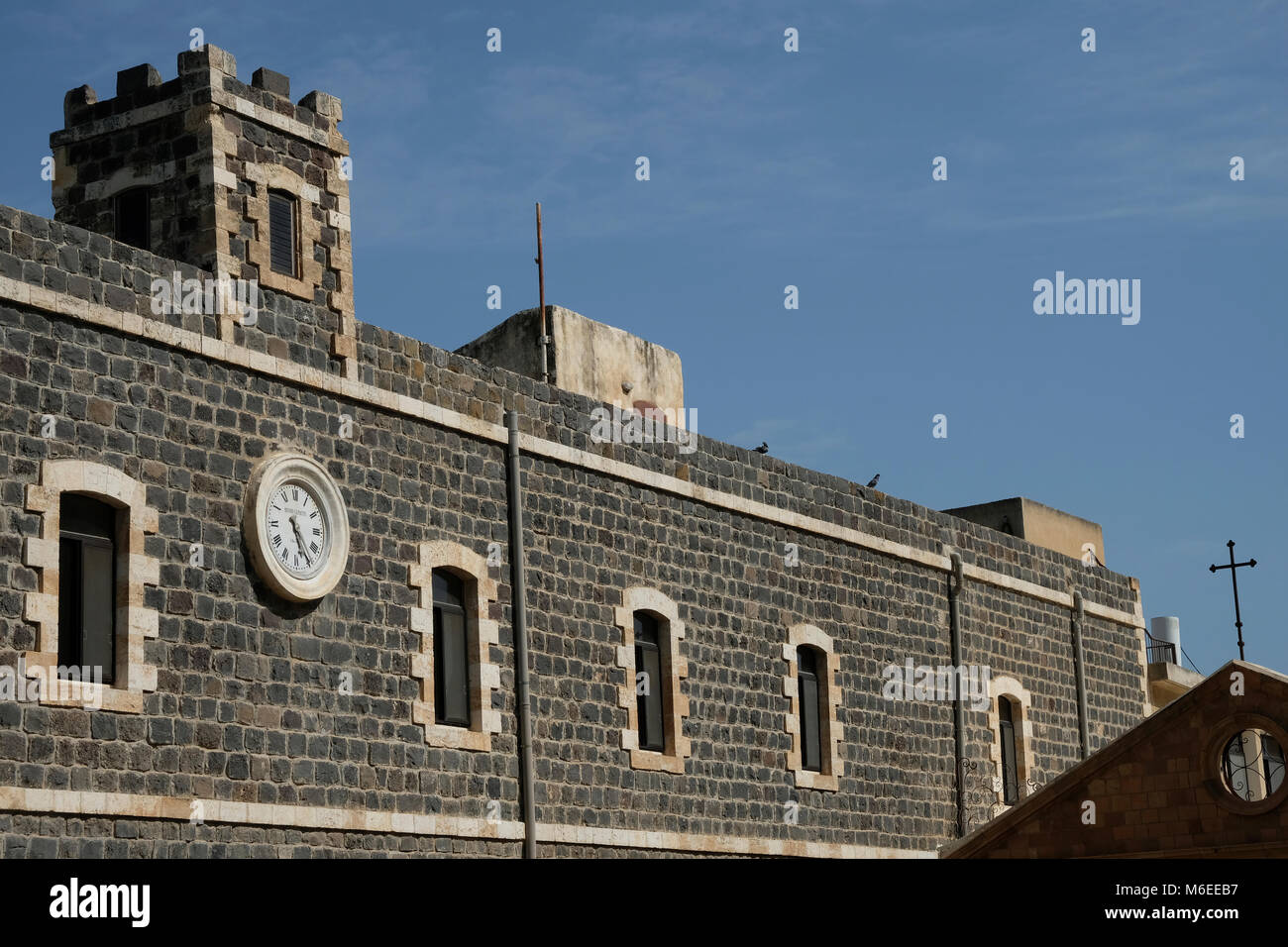 View of the Roman Catholic St. Peter's Church built with black basalt ...