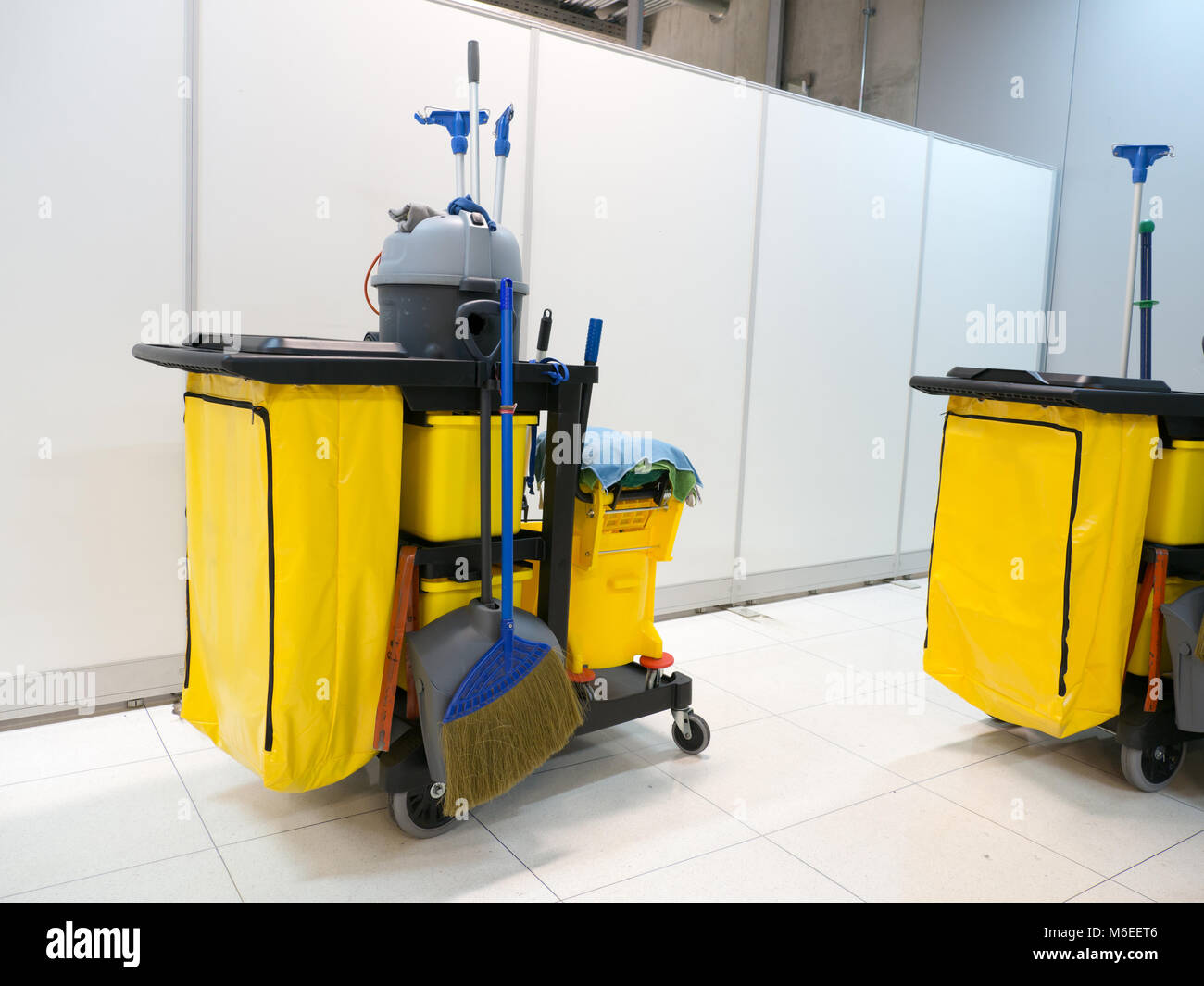 Cleaning tools cart wait for cleaning.Bucket and set of cleaning ...