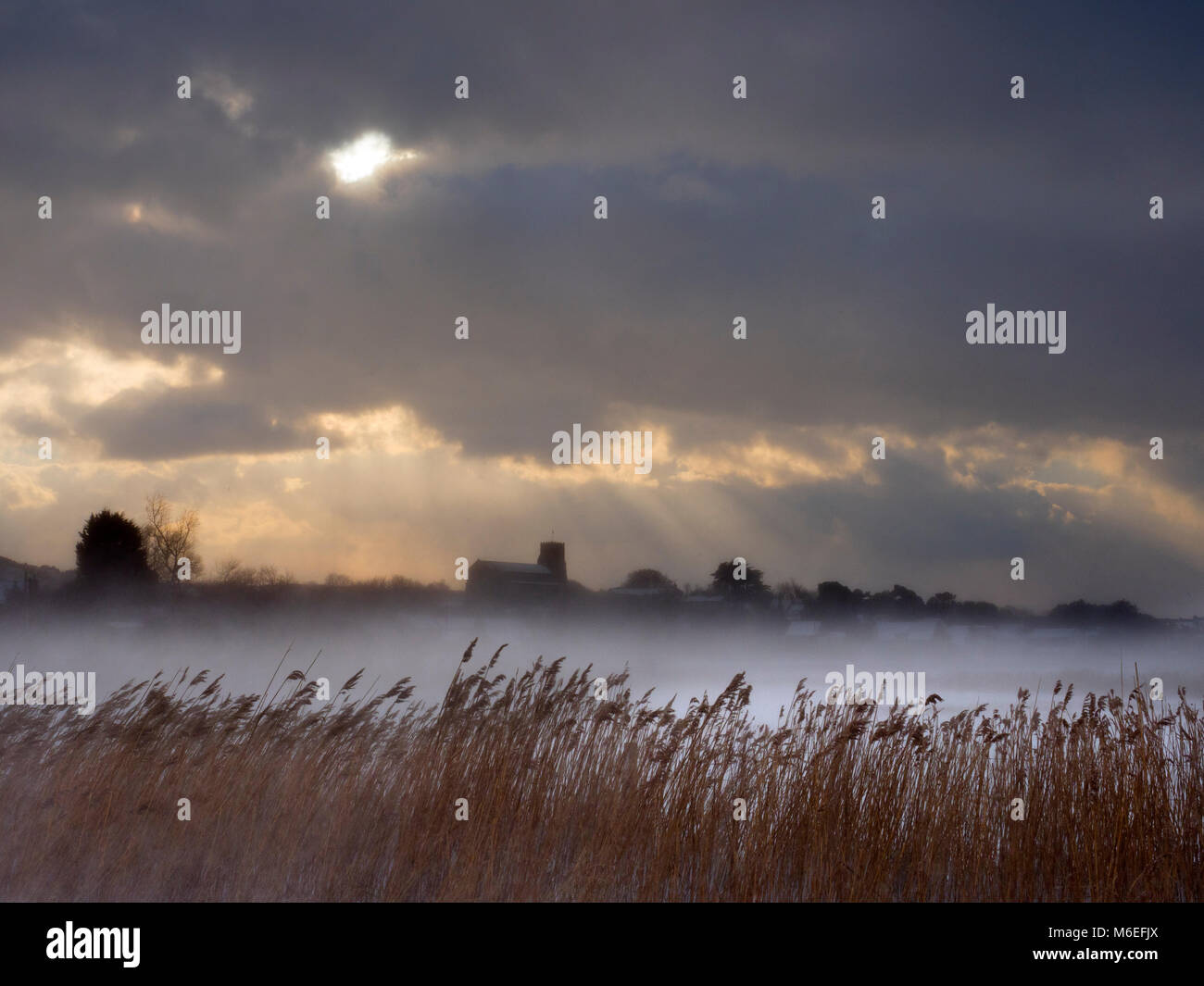 Salthouse church and marshes Norfolk in Winter snow Stock Photo - Alamy