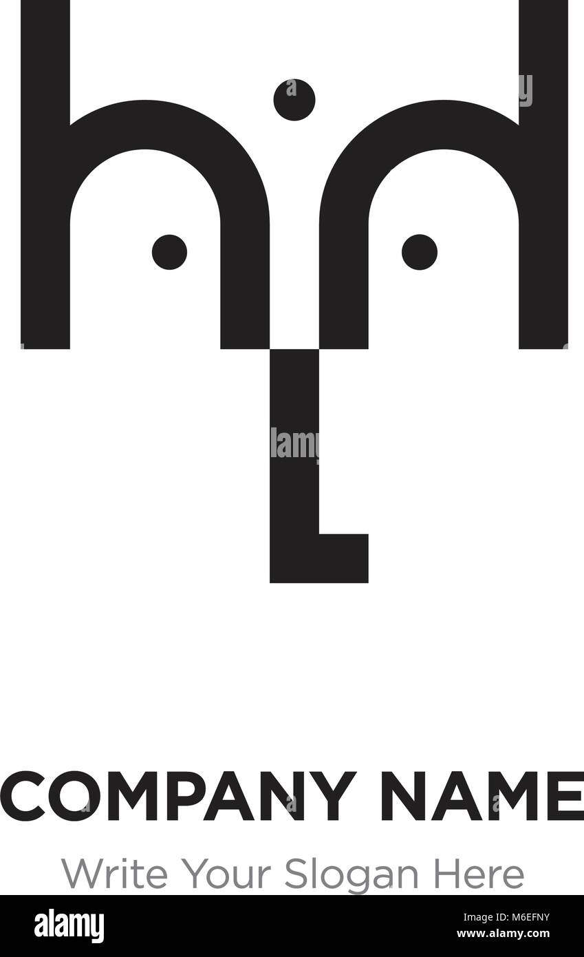 Abstract letter hLh logo design template, Black Alphabet initial ...