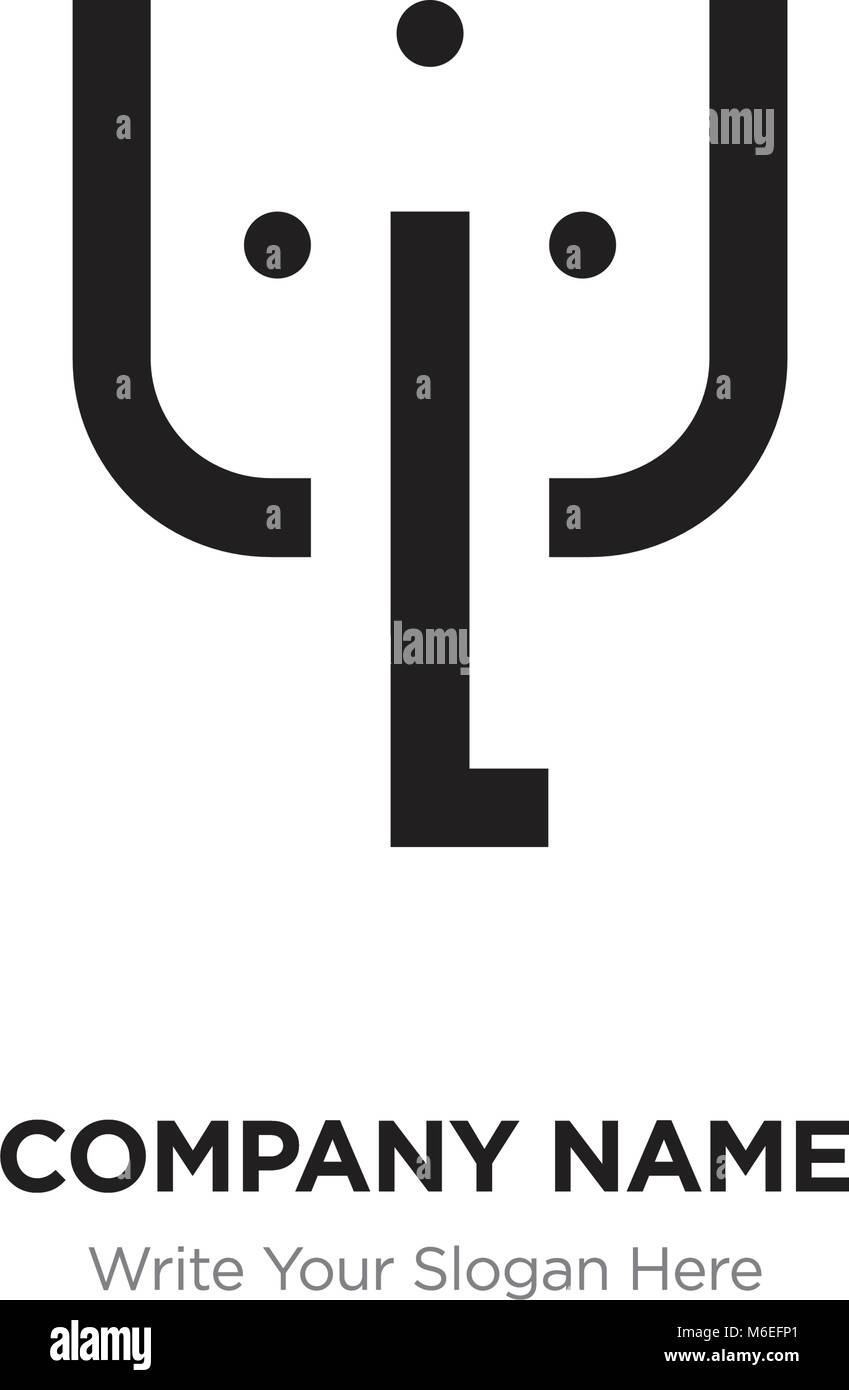 Abstract letter lLl logo design template, Black Alphabet initial ...
