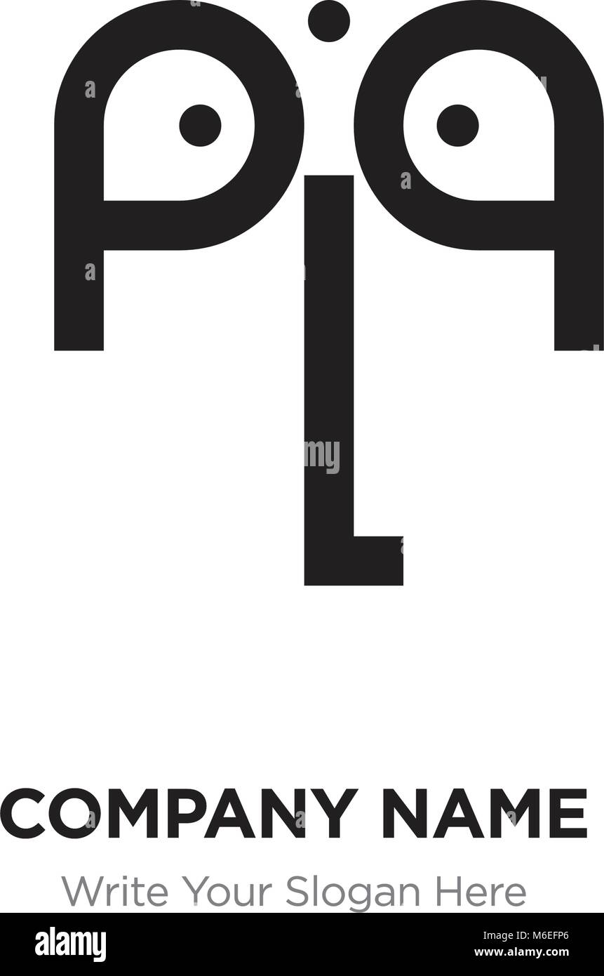 Abstract letter pLp logo design template, Black Alphabet initial ...