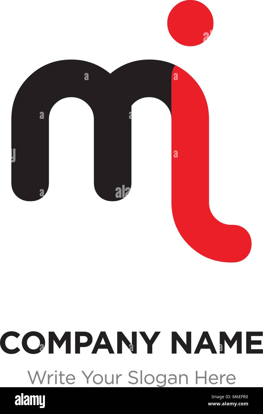 Abstract letter mi or im logo design template, Black Alphabet initial ...