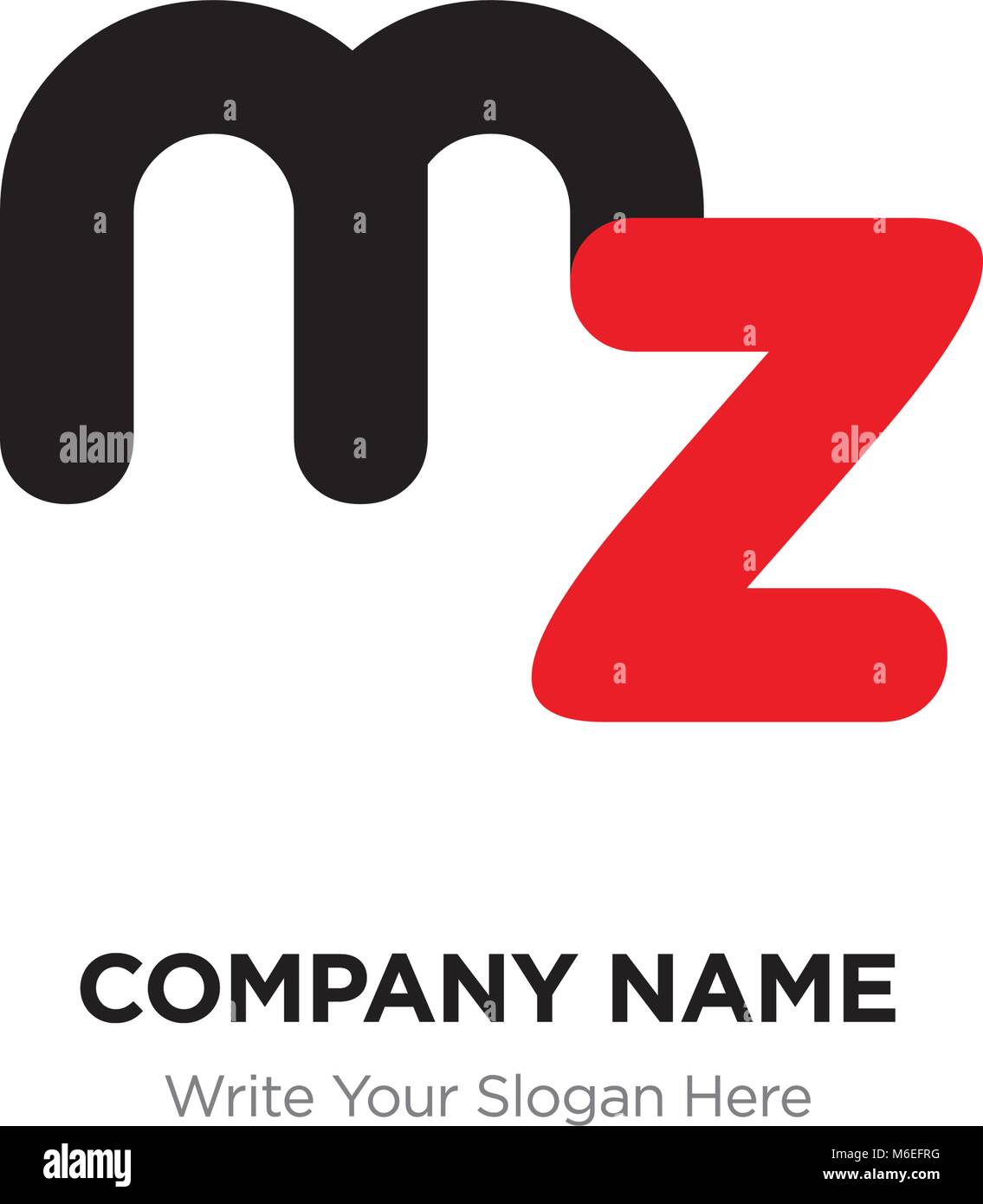 Abstract letter mz or zm logo design template, Black Alphabet initial letters company name ...