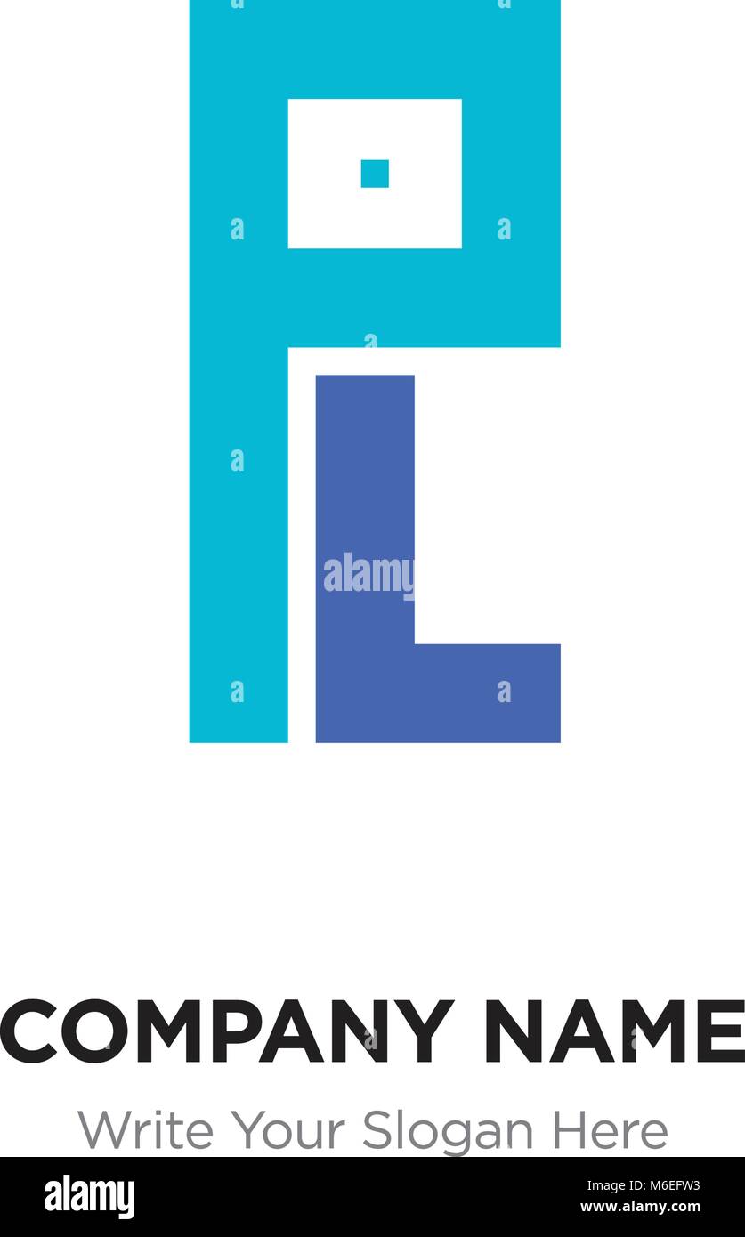 Abstract letter PL or LP logo design template, Black Alphabet initial ...