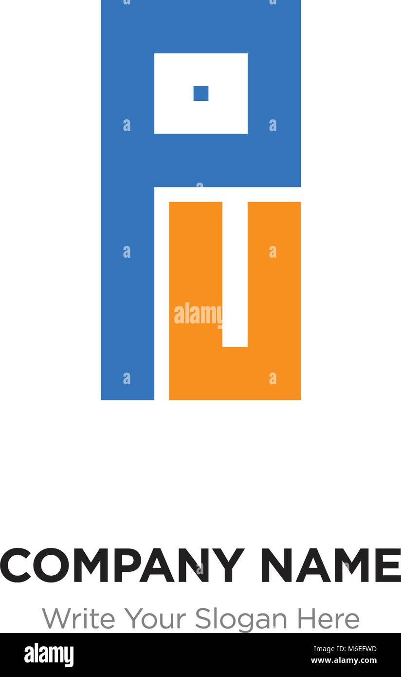 Abstract letter PU or UP logo design template, Black Alphabet initial ...