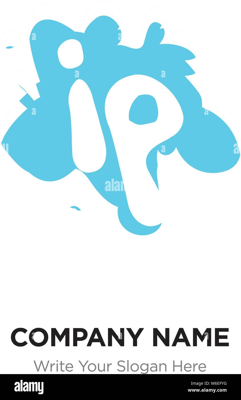 Abstract letter ip or pi logo design template, Black Alphabet initial ...