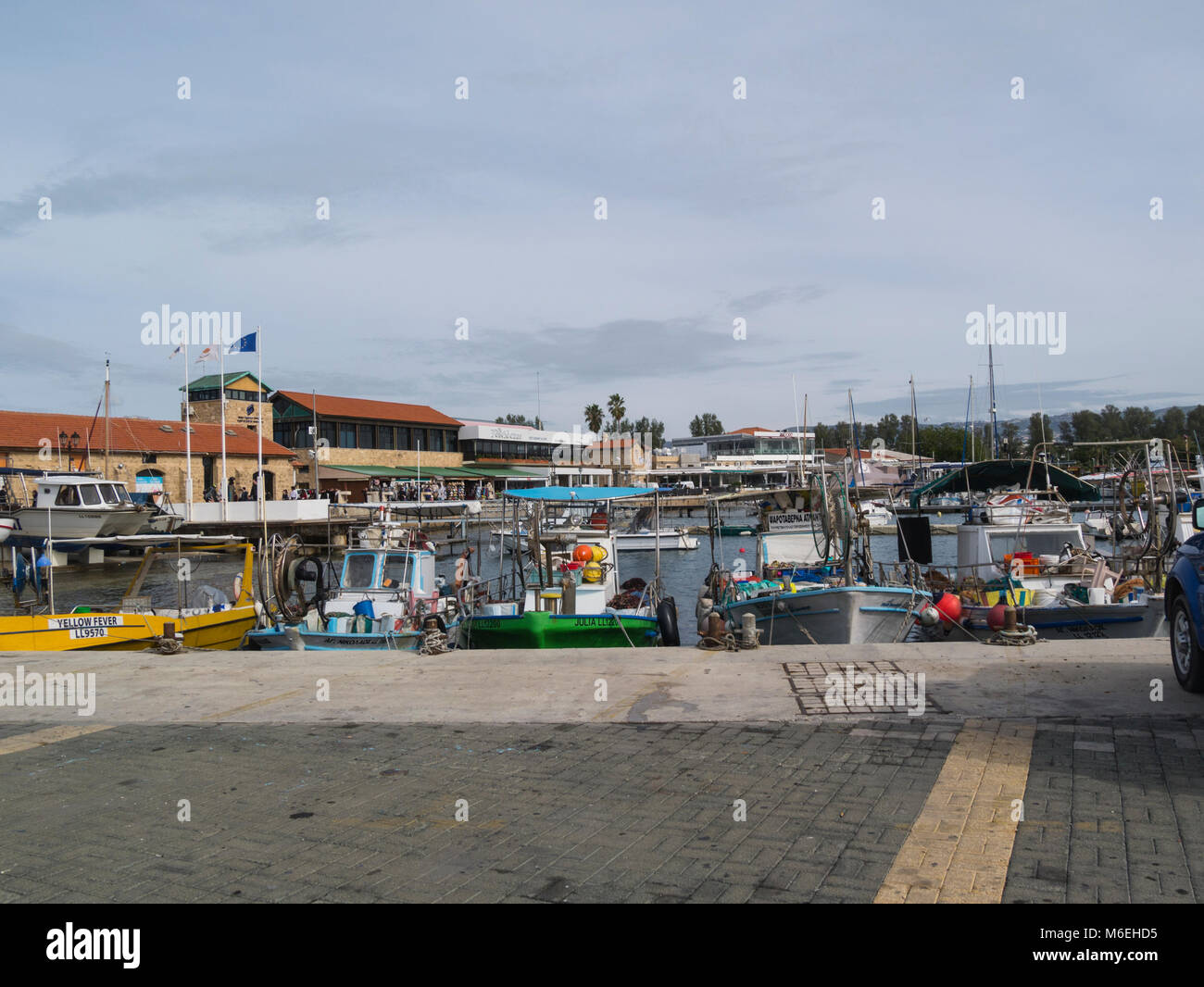 View across old Fishing harbour towards Ports Authority building and ...