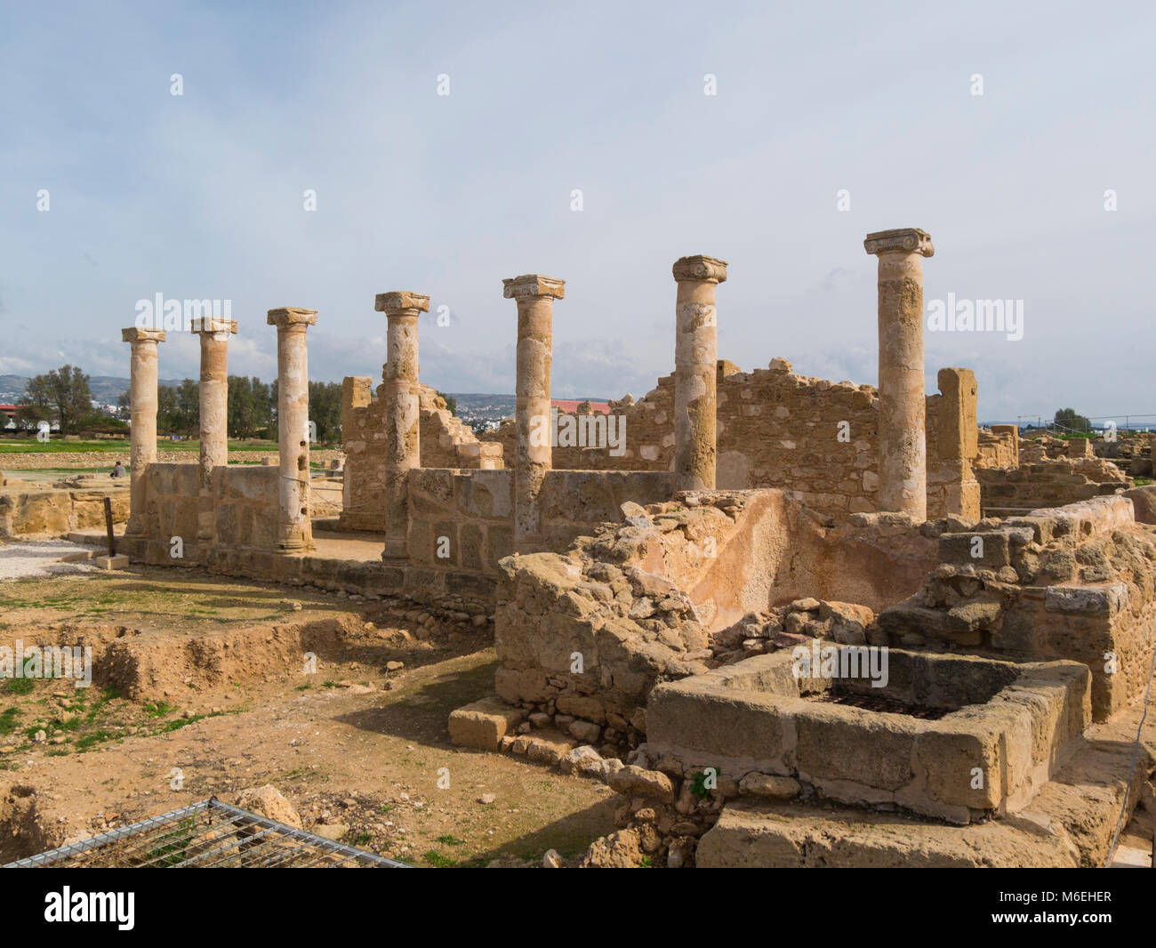 Excavated Doric columns of House of Theseus a huge Roman Villa in Nea ...