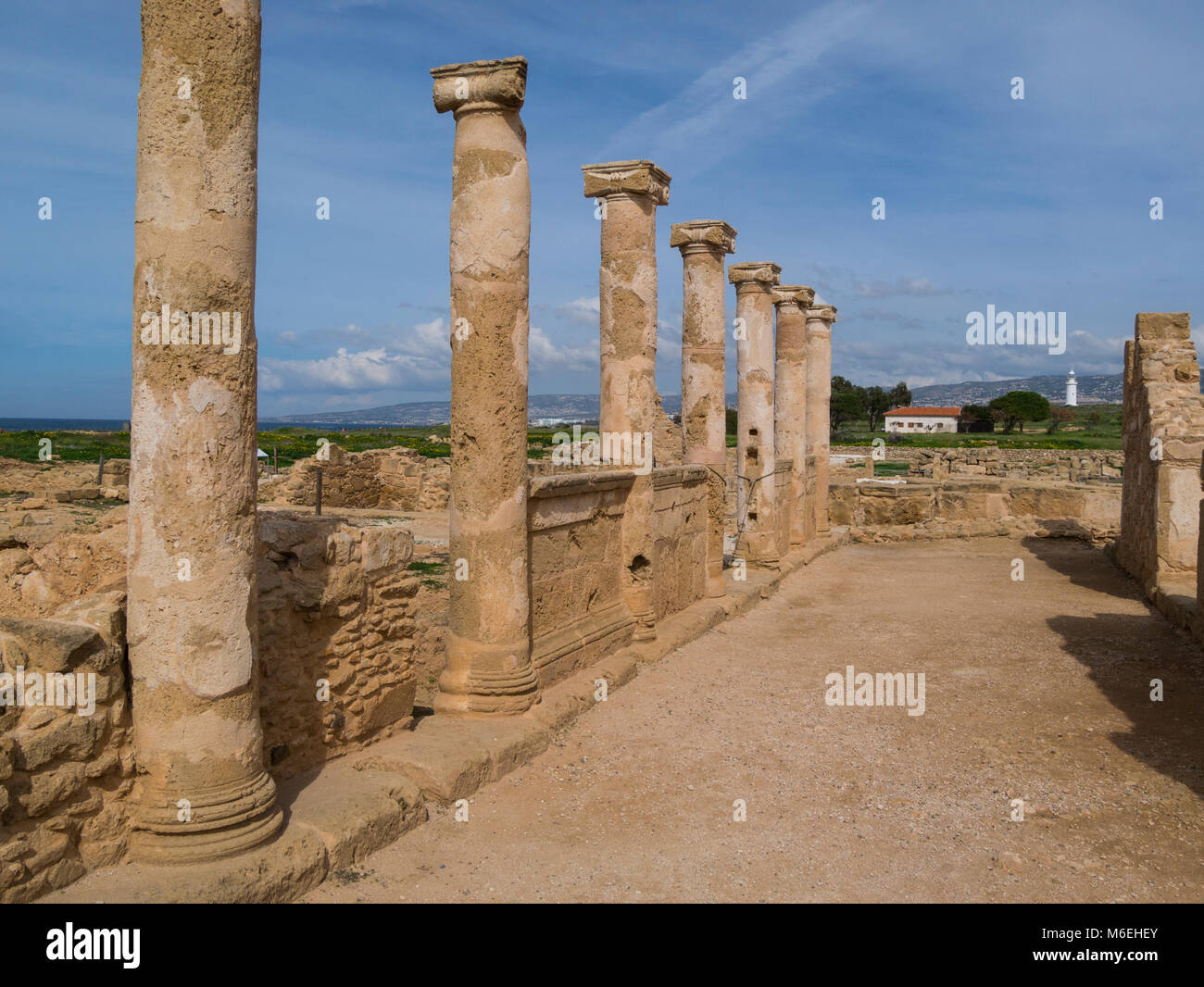 Excavated Doric columns of House of Theseus a huge Roman Villa in Nea ...