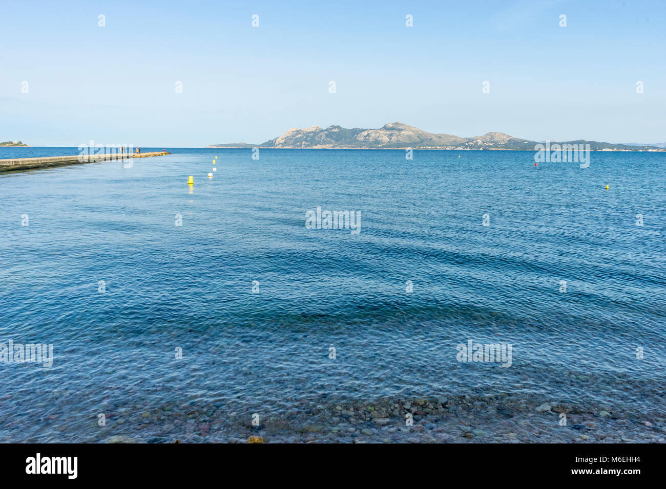 Mediterranean seaside on the island of Ibiza in Spain, holiday and ...