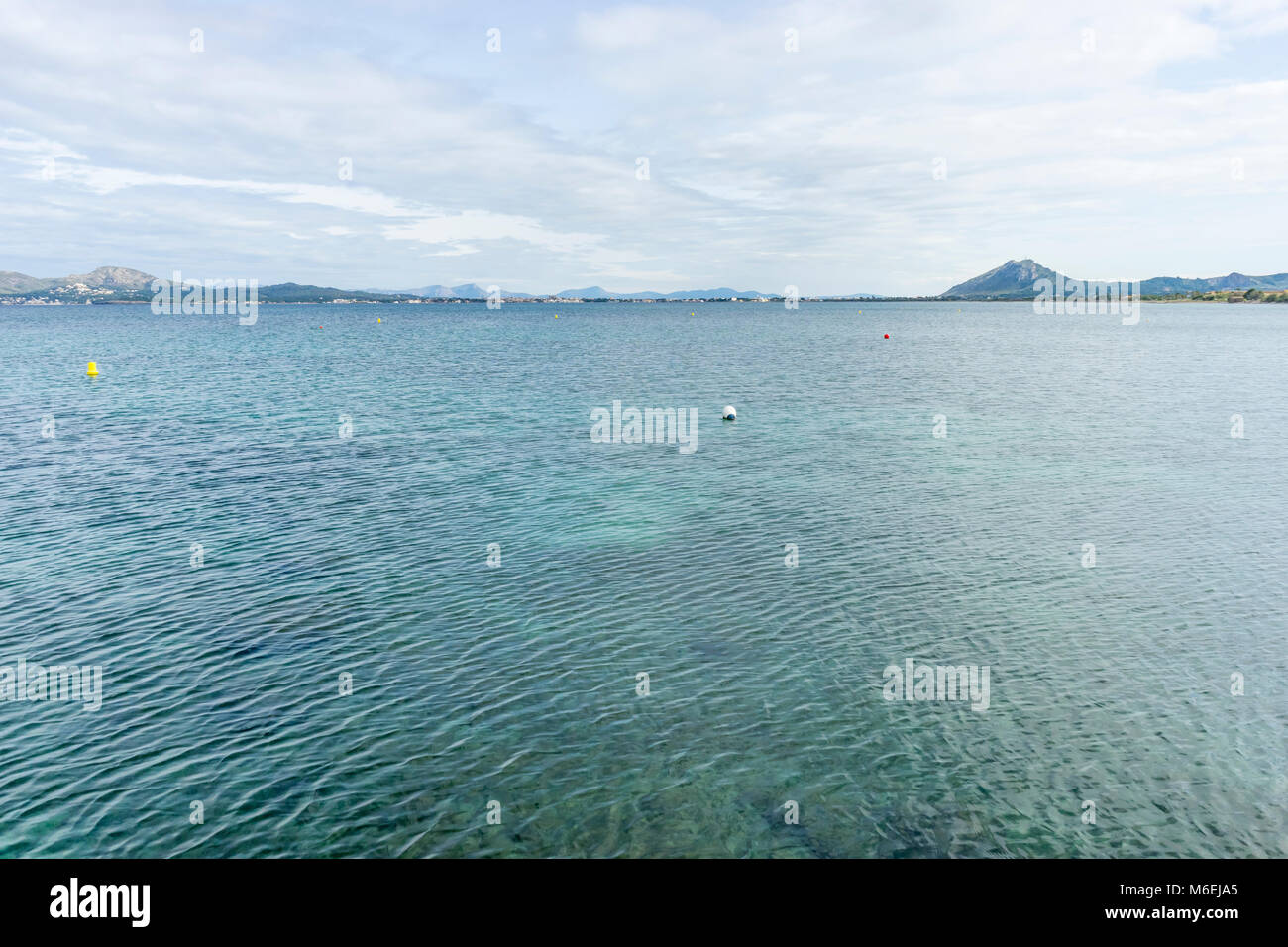 Mallorca beach with stormy sky, seashore without people Stock Photo - Alamy