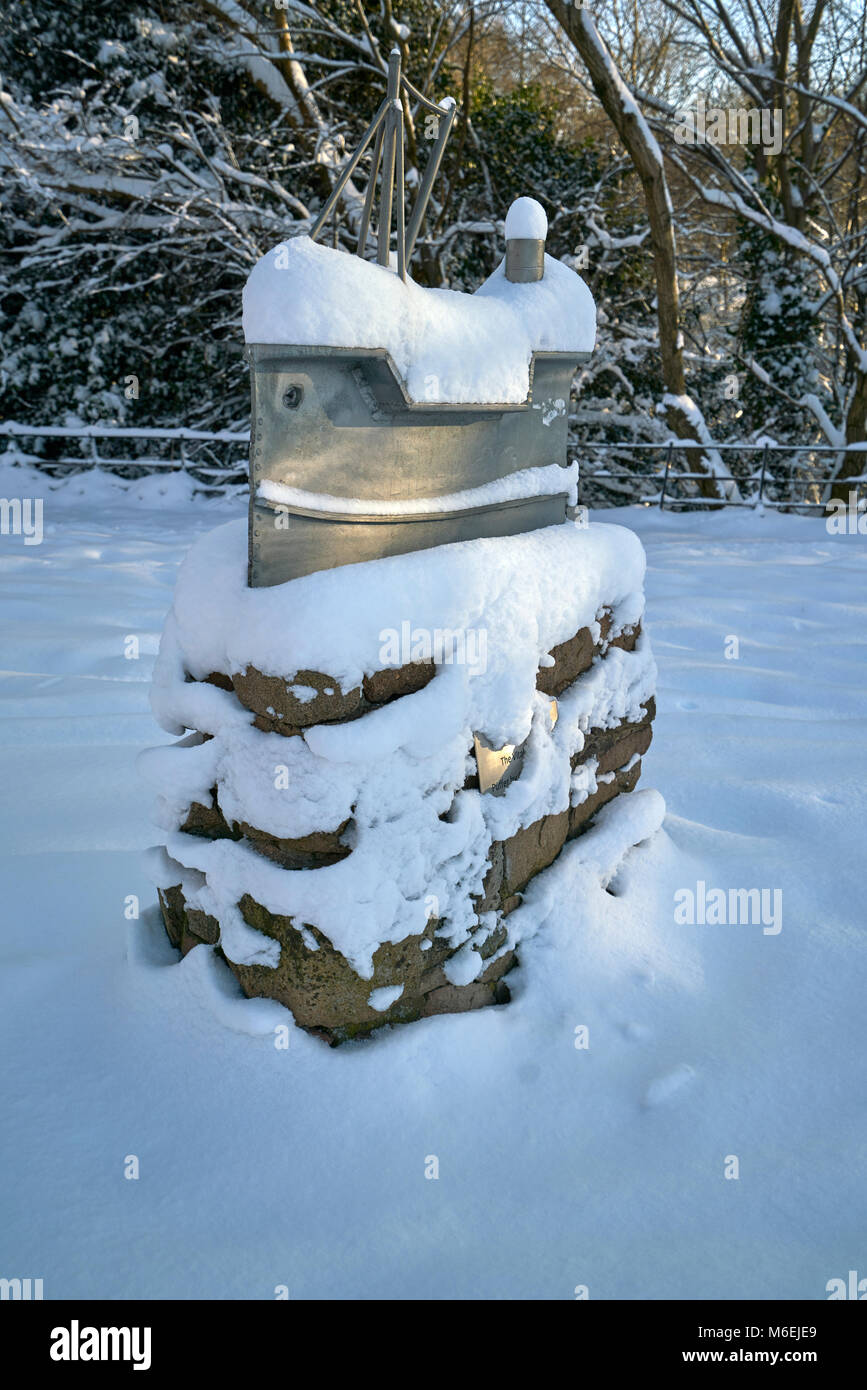 The Vital Spark Sculpture By George Wylie covered in snow after ...