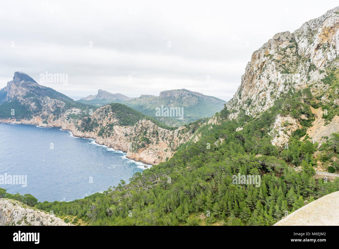 Cape formentor on the island of Majorca in Spain. Cliffs along the ...