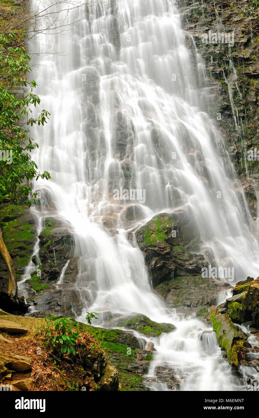 Spectacular Mingo Falls in the mountains of North Carolina Stock Photo ...