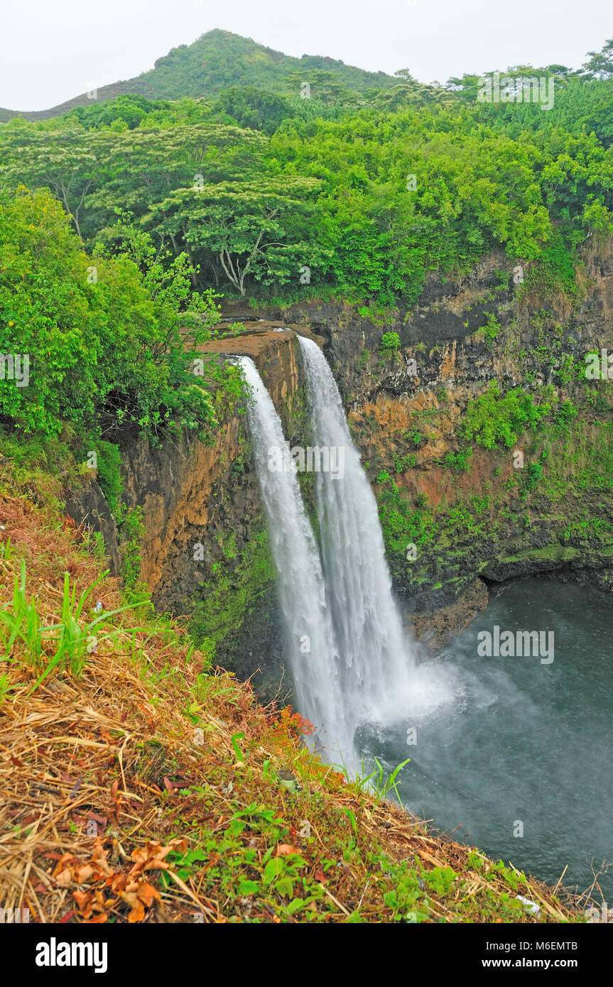 Wailua falls on the Hawaiian Island of Kauai Stock Photo - Alamy