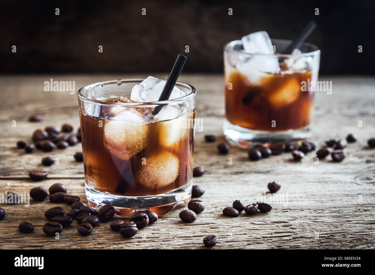 Black Russian Cocktail with Vodka and Coffee Liquor. Homemade Alcoholic ...