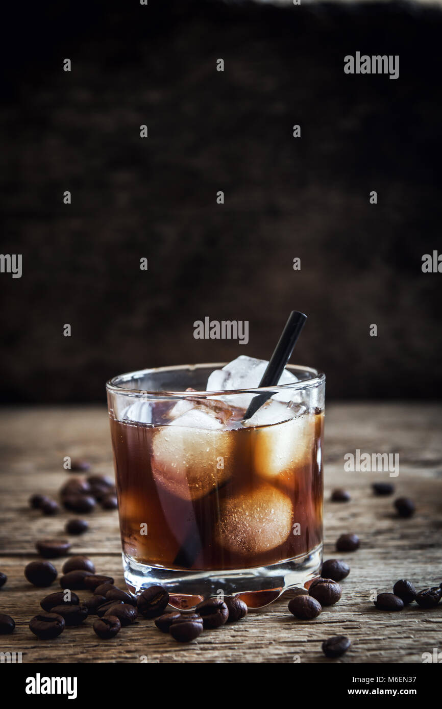 Black Russian Cocktail with Vodka and Coffee Liquor. Homemade Alcoholic ...