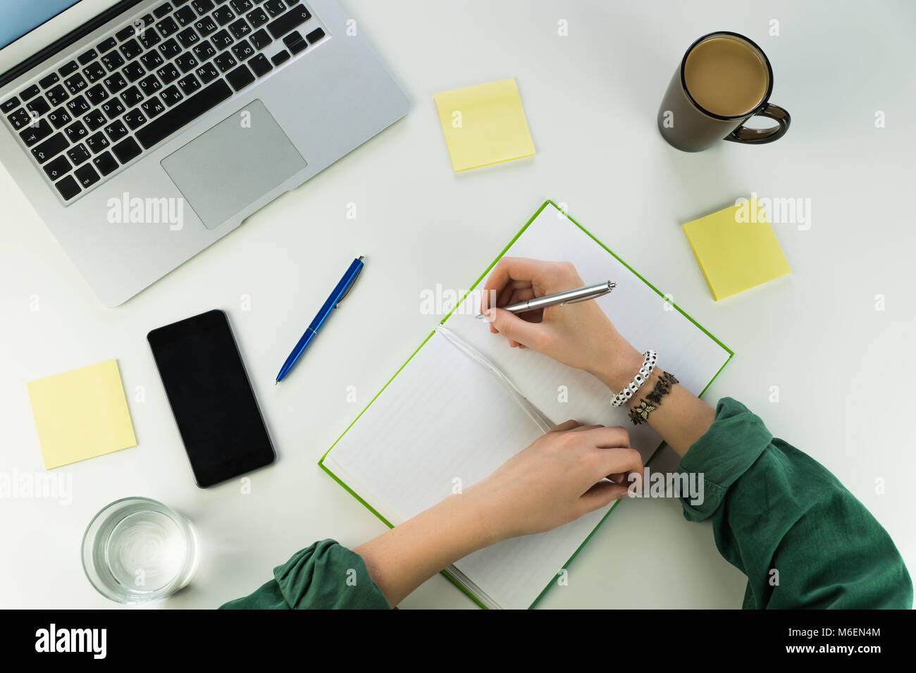 Modern workplace flat lay Stock Photo - Alamy