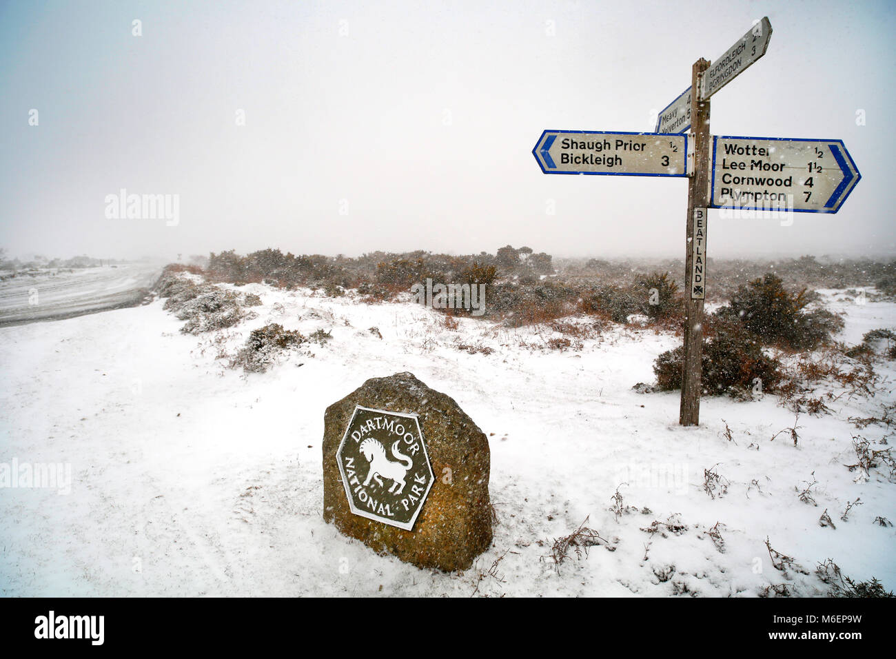 Yelverton, Dartmoor, Devon, UK. First snow from the 'Beast from the ...