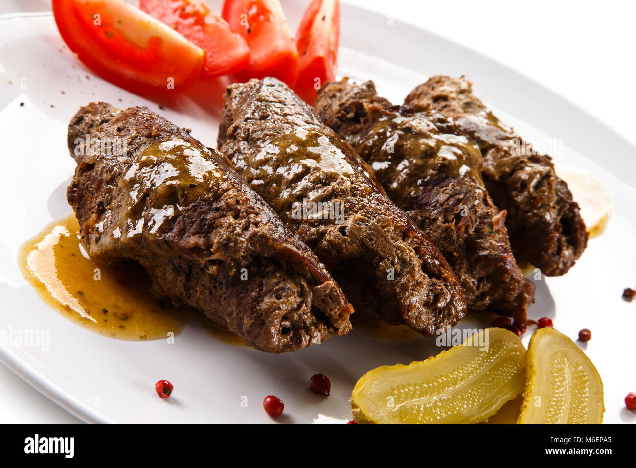 Wrapped stuffed beef and vegetables Stock Photo - Alamy