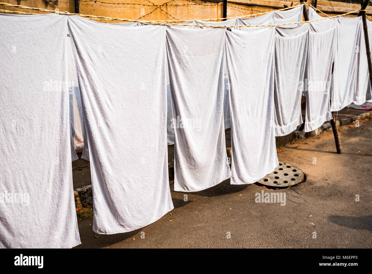 Bedsheet clothesline hi-res stock photography and images - Alamy