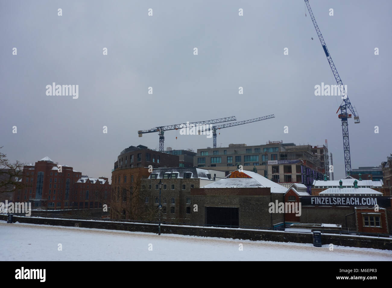 A view of buildings in Bristol city covered in snow from Storm Emma ...