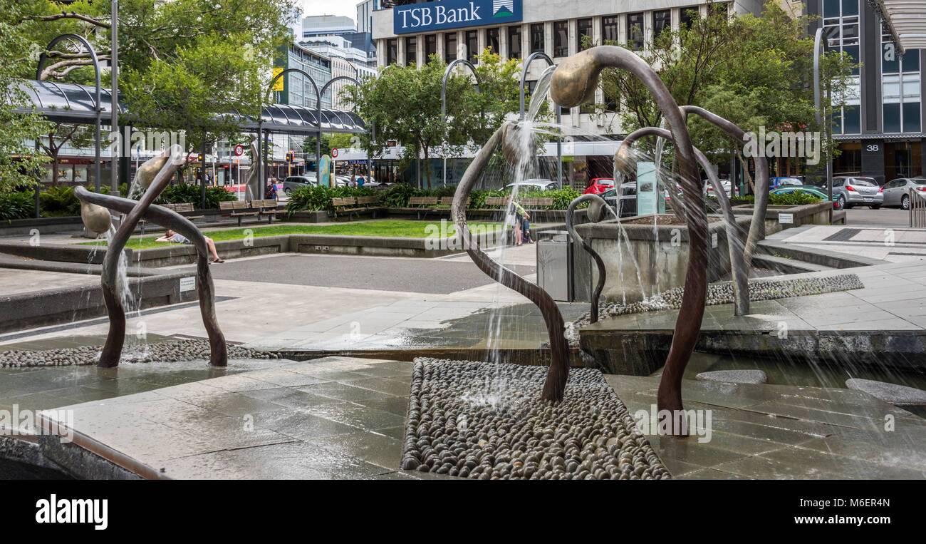 Water Sculpture, Central Wellington, North Island, New Zealand Stock ...