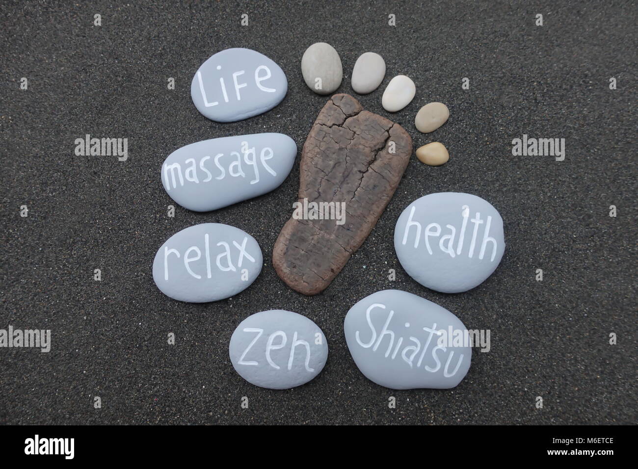 Life, massage, relax, zen, shiatsu, health concept with stones Stock ...