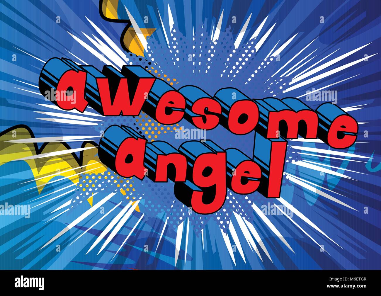 Awesome Angel - Comic book style phrase on abstract background Stock ...