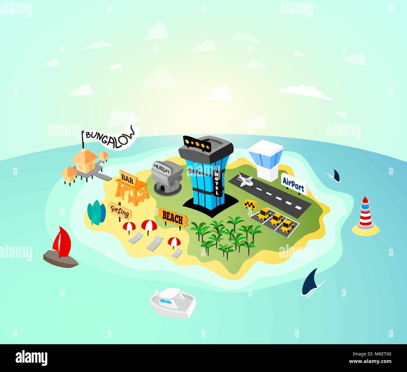 Paradise island tropical beach Stock Vector Images - Alamy