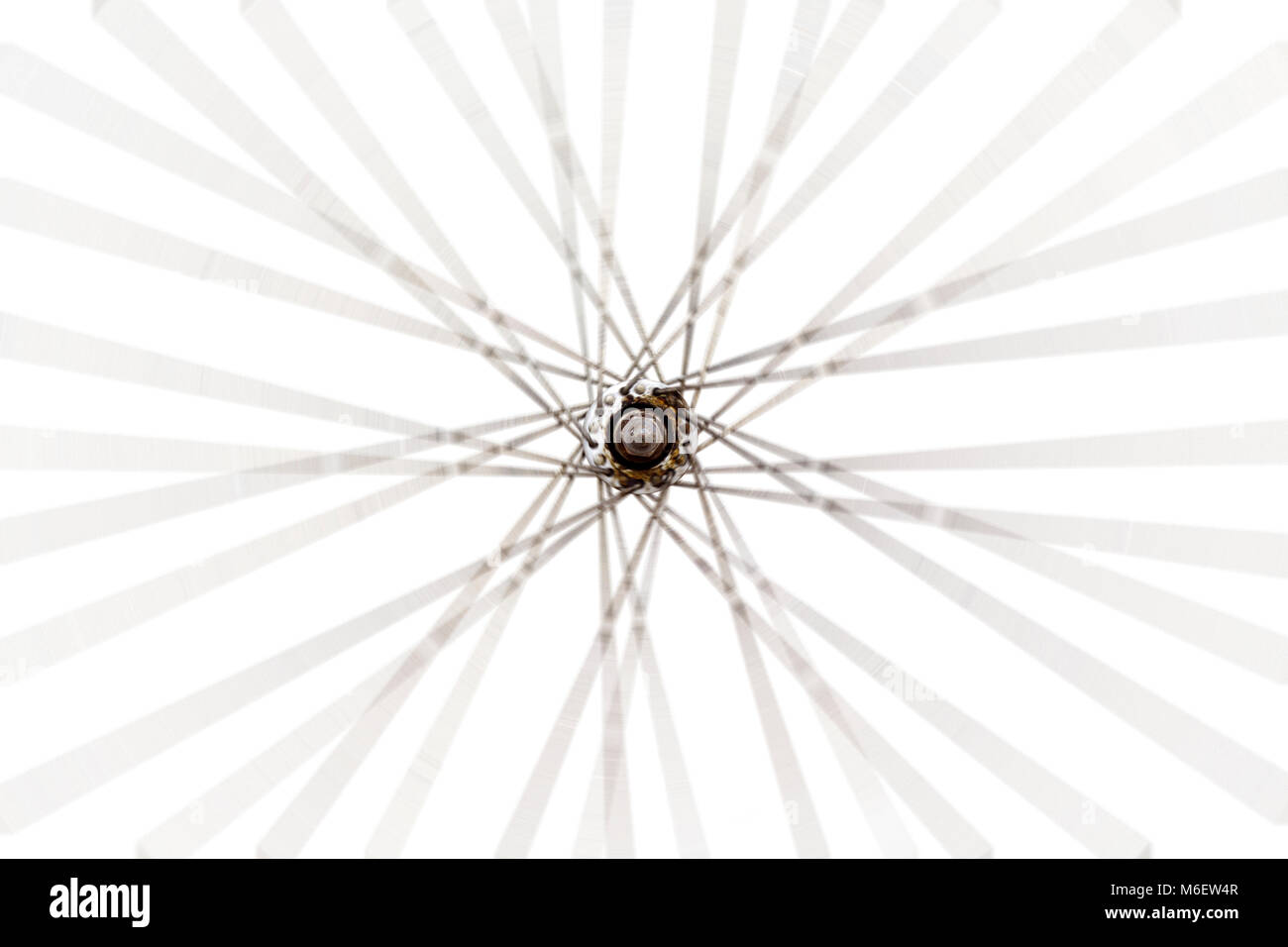 Old wheel of bicycle spoke detail isolated background.Used motion blurr ...