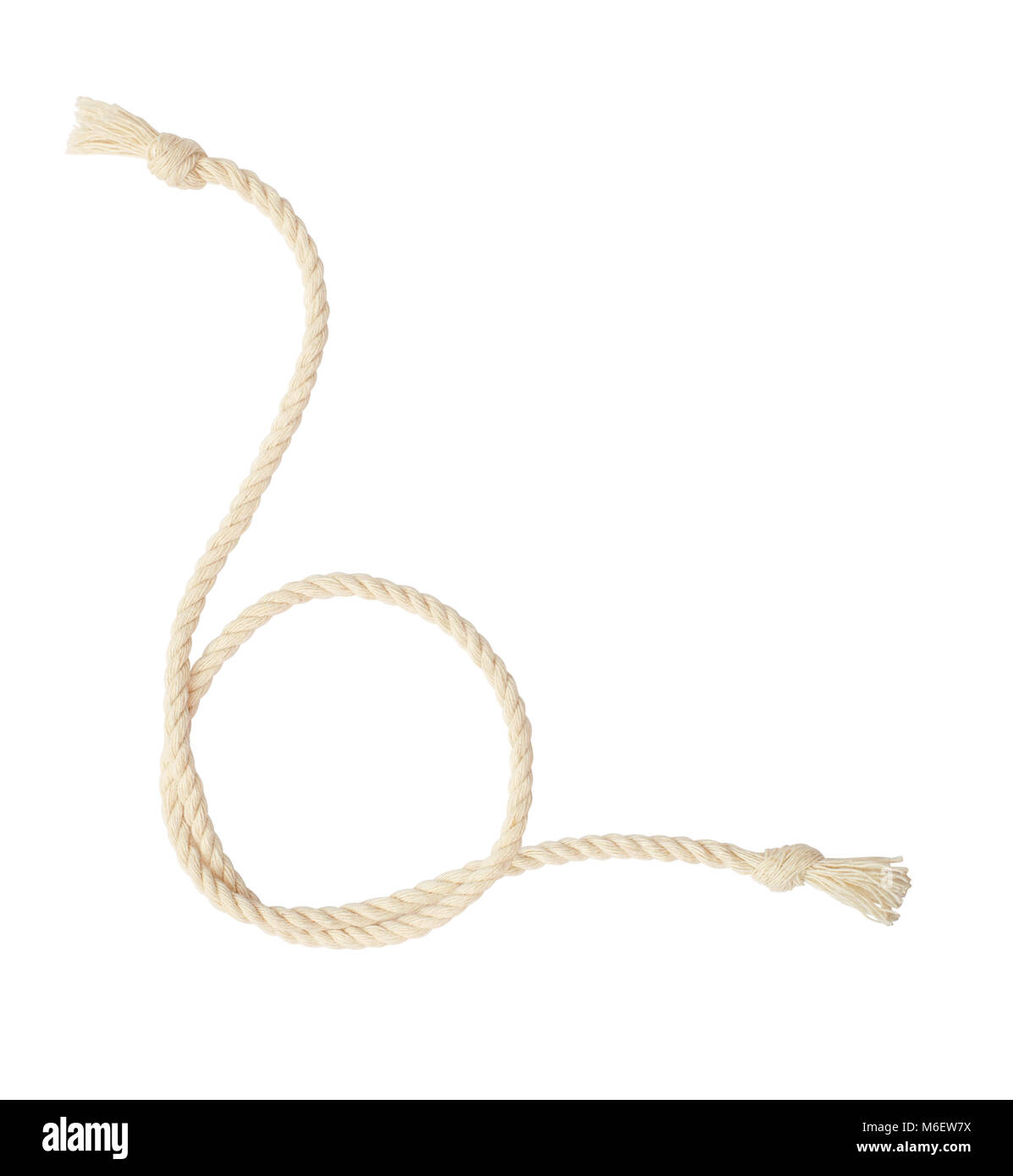 Cotton rope in a corner arrangement isolated on white background. Flat ...