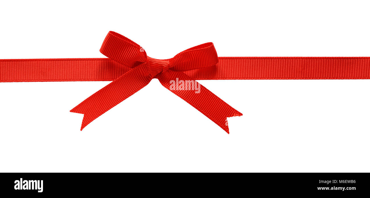 Red rep ribbon bow isolated on white Stock Photo - Alamy