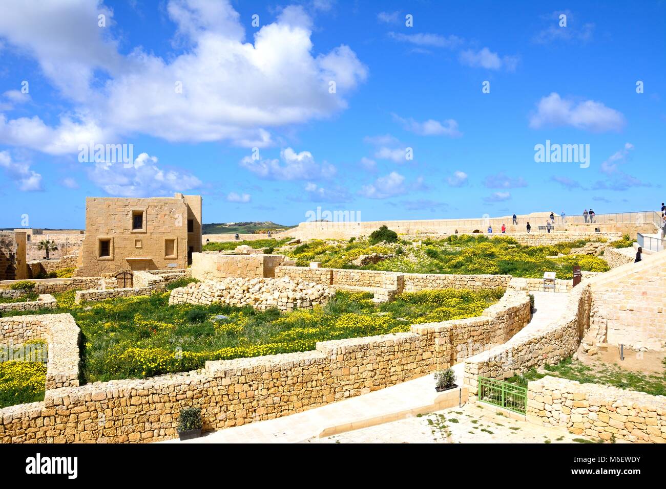 View of the buildings and wall ruins within the citadel, Victoria ...
