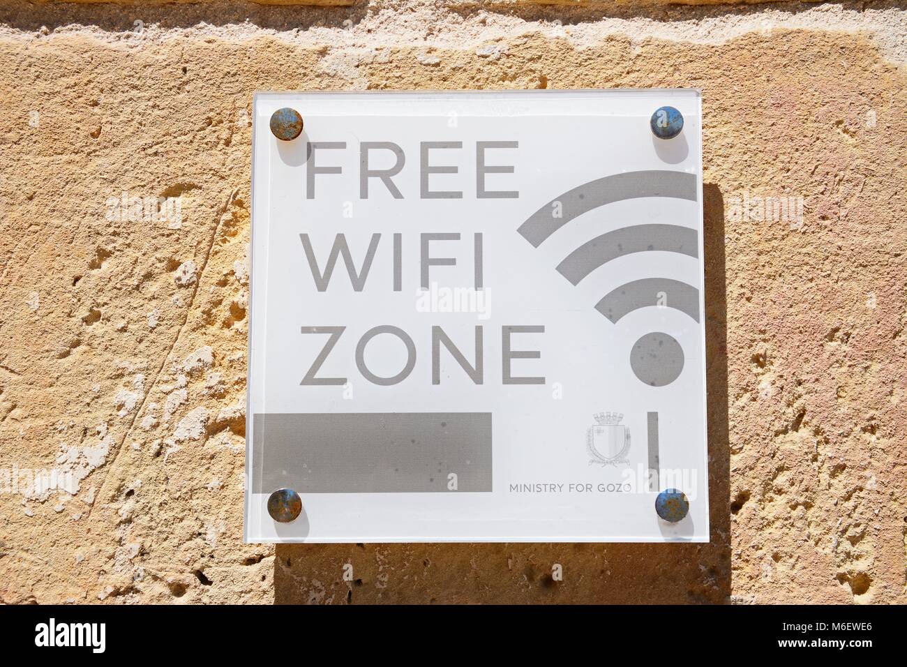 Free Wifi Zone sign on a building wall within the citadel, Victoria ...