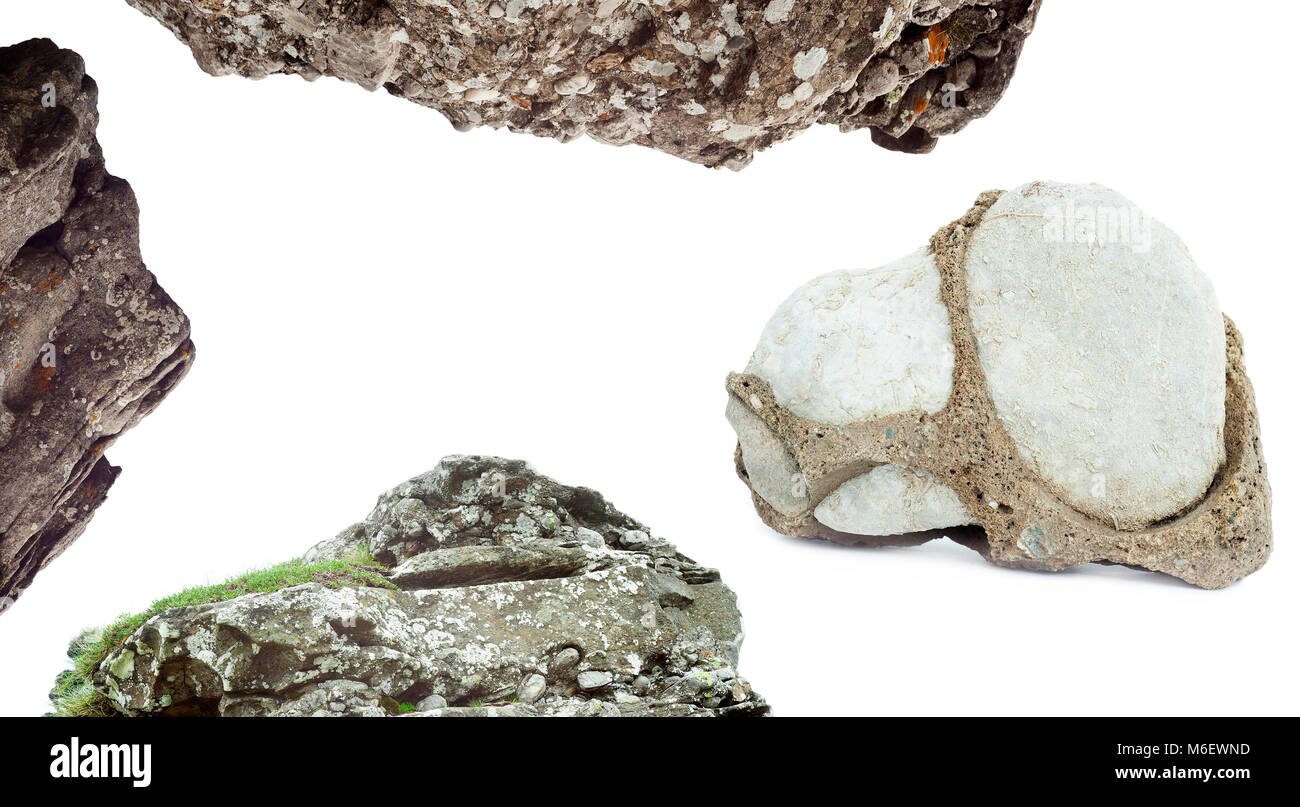set of natural rock isolated on white background Stock Photo - Alamy