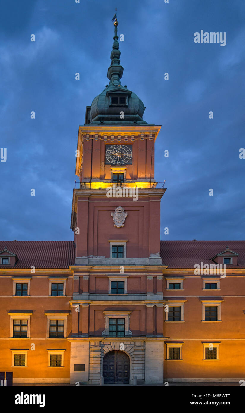WARSAW, POLAND - JUNE 19, 2016: Clock Tower of the Royal Castle in the ...