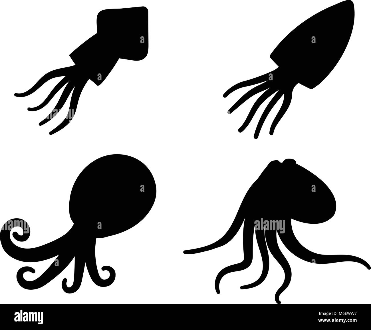 Octopus in sea isolated Black and White Stock Photos & Images - Alamy