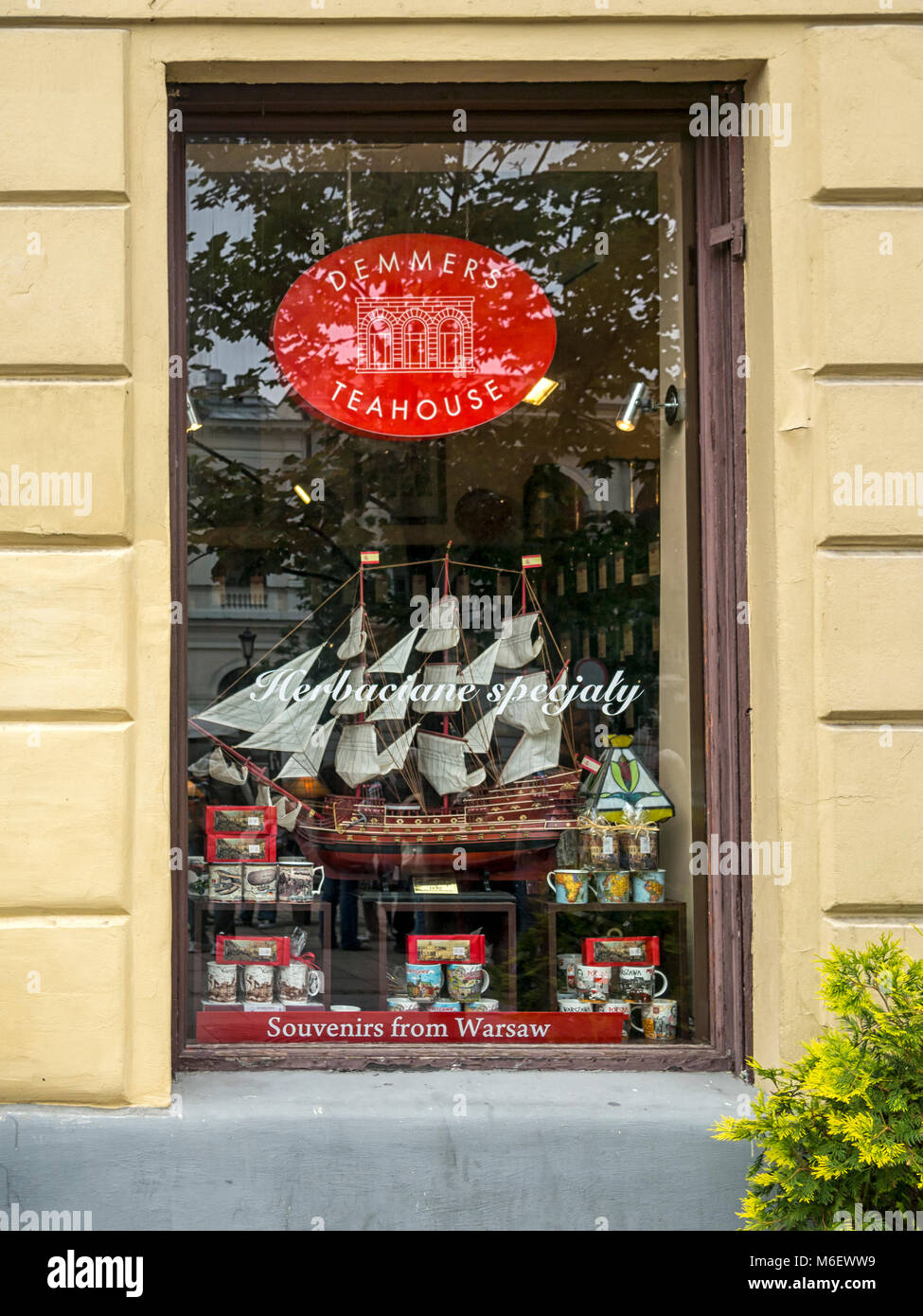 WARSAW, POLAND - JUNE 20, 2016: Attractive window of Demmers Tea House ...