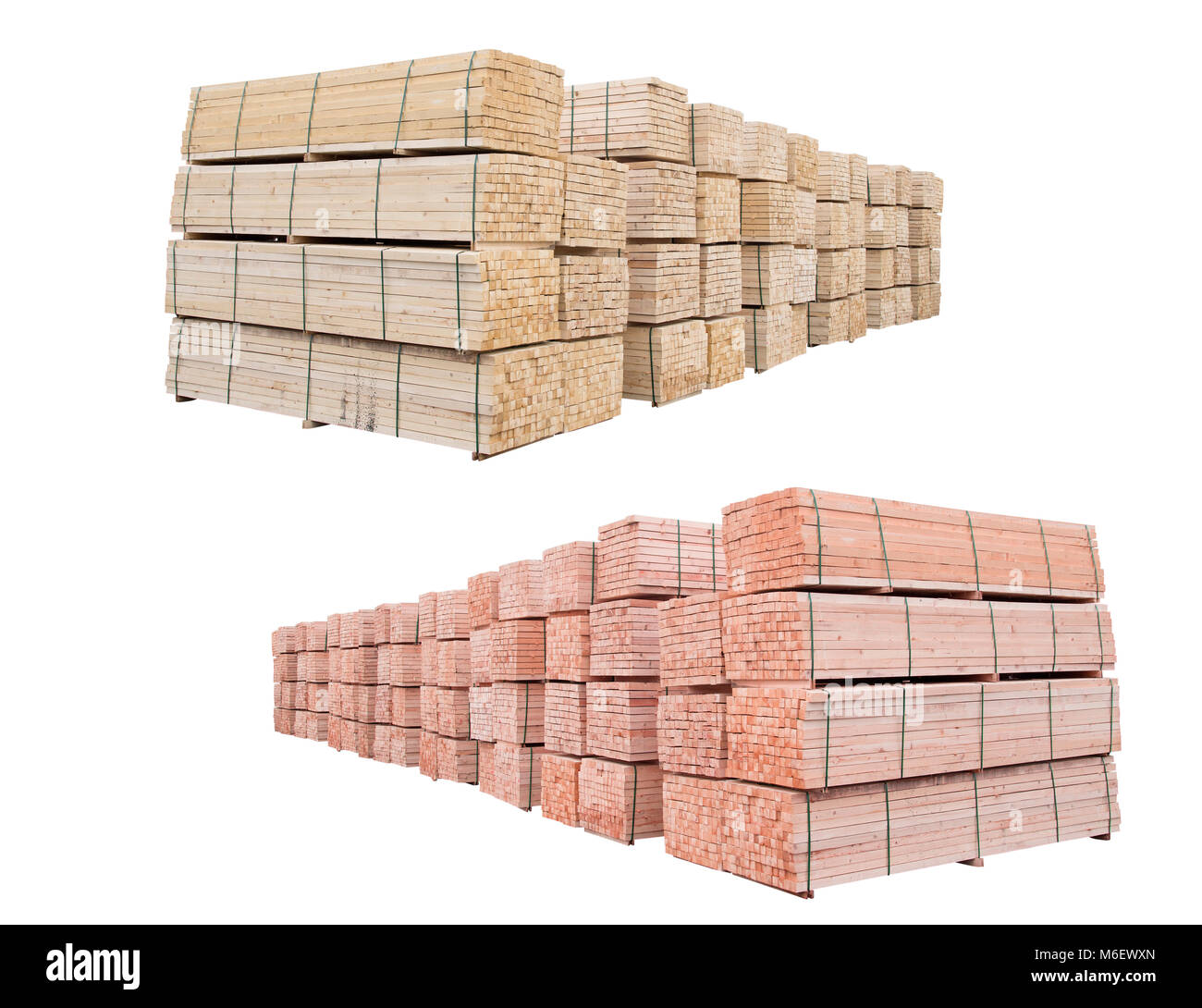 wood or timber stack isolated on white background Stock Photo - Alamy