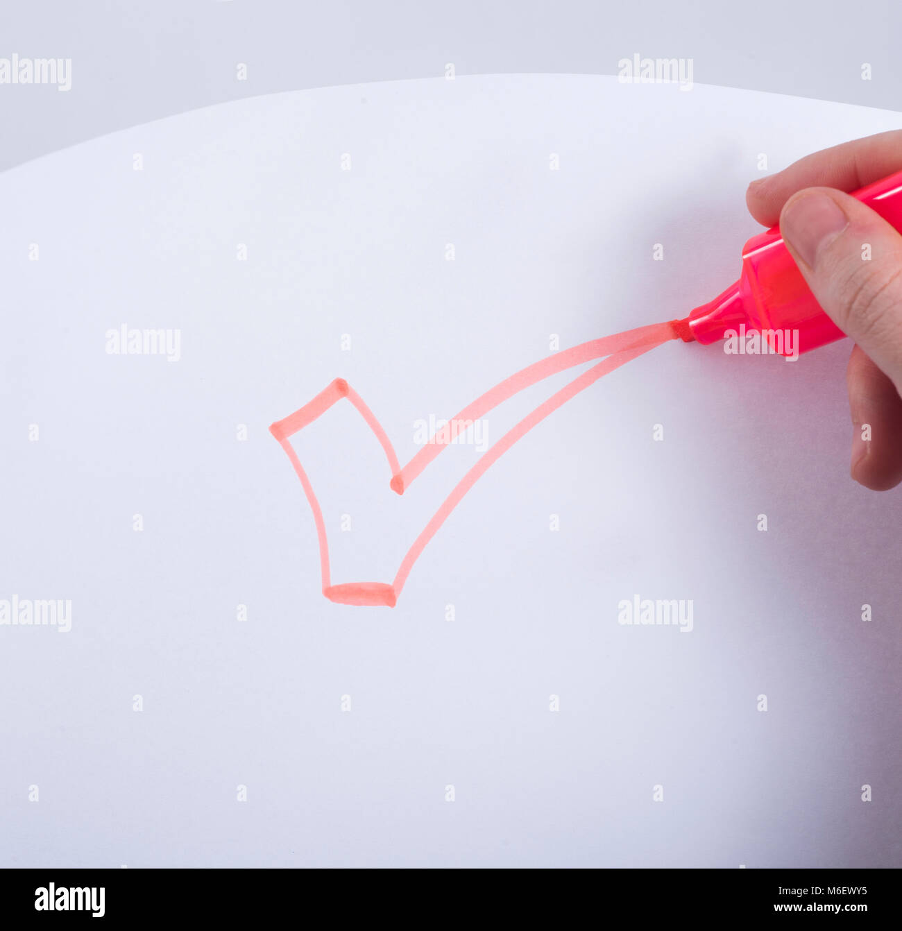 hand drawin red ok sign with marker on paper Stock Photo - Alamy