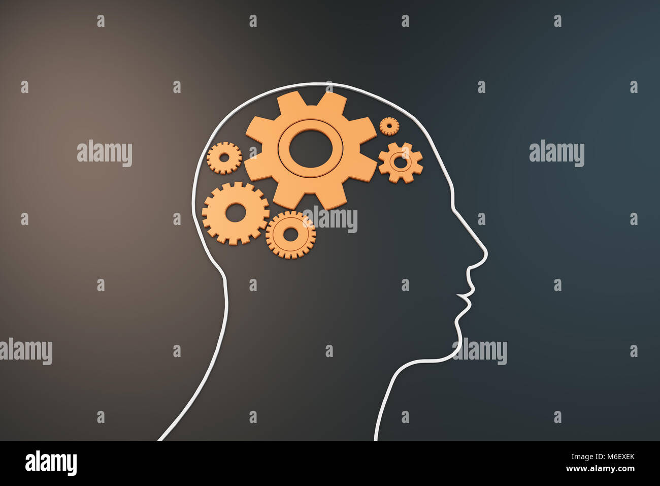 Human brain with gears, way of thinking, thinking energy Stock Photo ...
