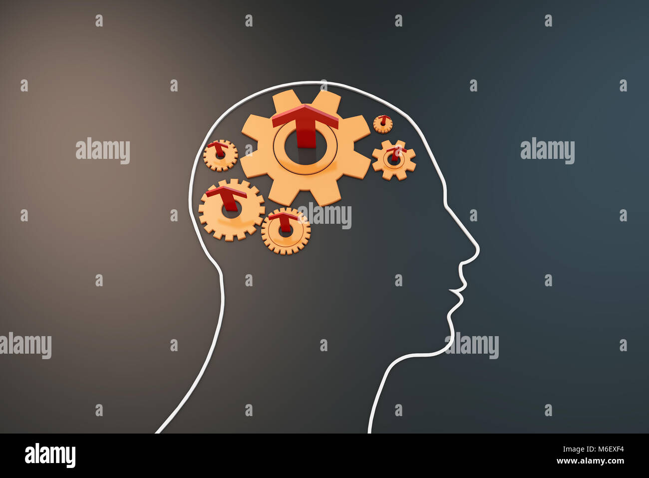 Human brain with gears, way of thinking, thinking energy Stock Photo ...