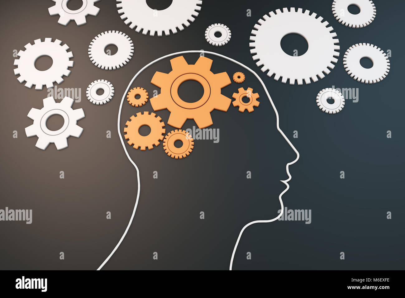 Human brain with gears, way of thinking, thinking energy Stock Photo ...